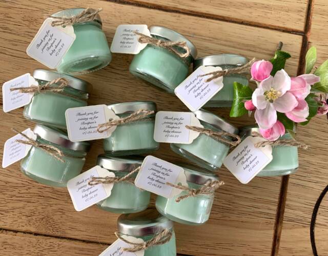 10 Personalised Party Favours, Wedding Soy Candle Mini Gifts For Guests ...