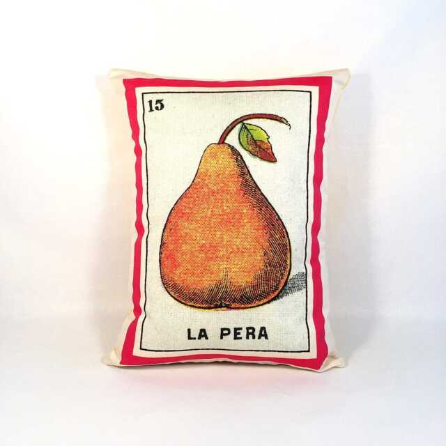 Ships Free La Pera Pear Loteria Pillow Cover 1920 - Mexican Loteria ...