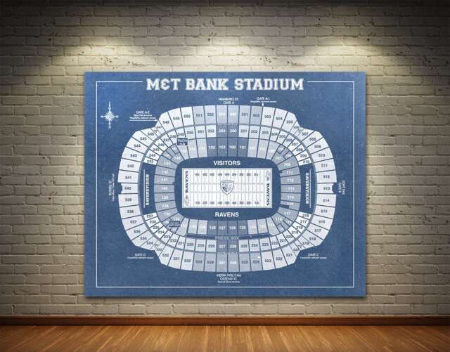Vintage M&t Bank Stadium Seating Chart Print Ravens Art by Etsy ...