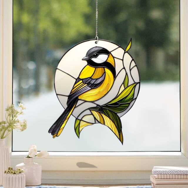 Goldfinch Acrylic Window Hanging Faux Stained Glass Style by Etsy ...