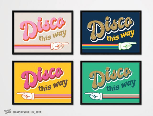 Retro Disco This Way Print Funky Slogan Wall Art by Etsy | ufurnish.com