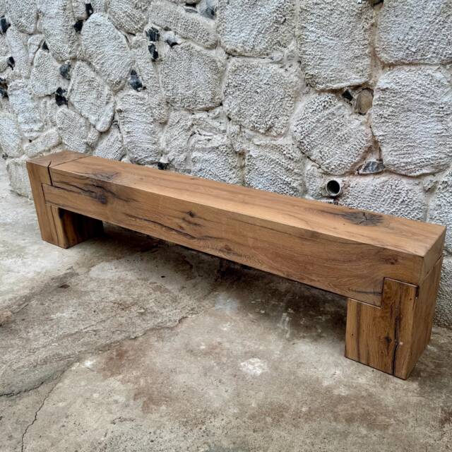 Rustic Entryway Oak Bench, Thick Barn Beam Reclaimed Wood Bench by Etsy ...