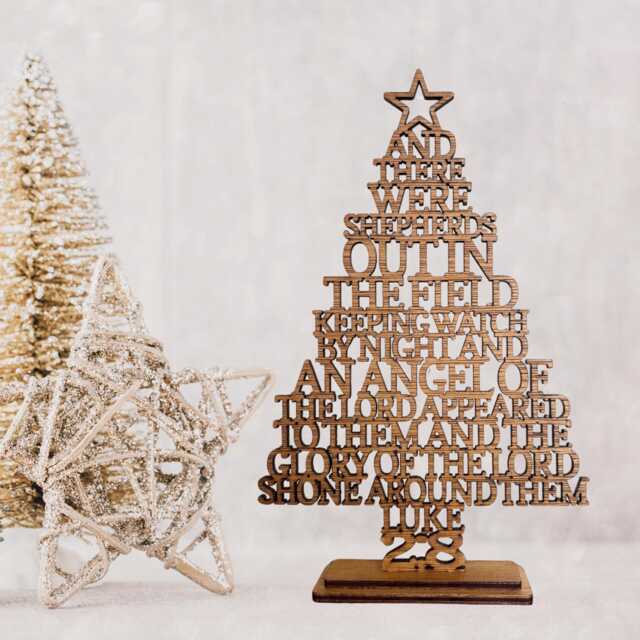 Christmas Tree Table Decoration, Laser Cut Wooden Xmas Tree, Luke 28 ...