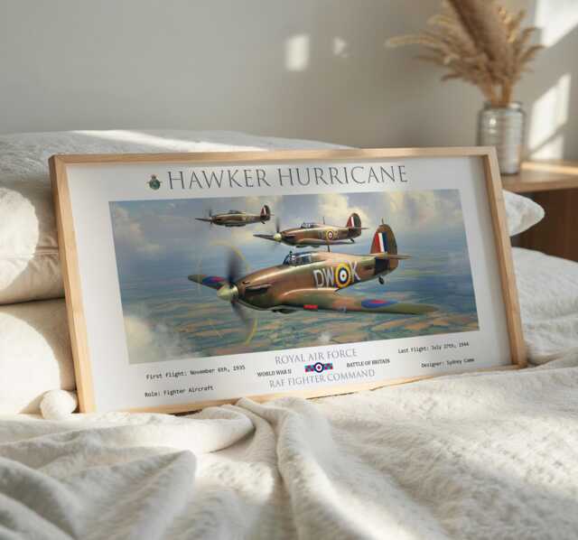 Hawker Hurricane Wwii Aviation Art Print Battle Of Britain, Raf Poster ...
