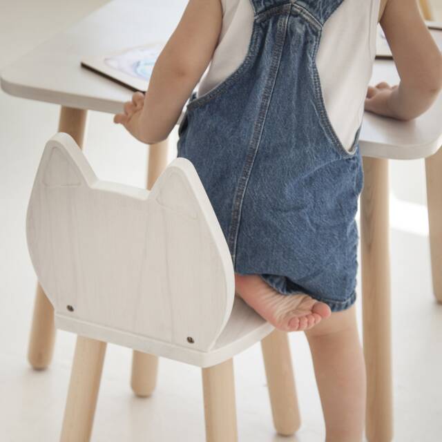 Table & 2 Chairs Set, Cat Ears Shape Chair Table Waldorf Furniture ...