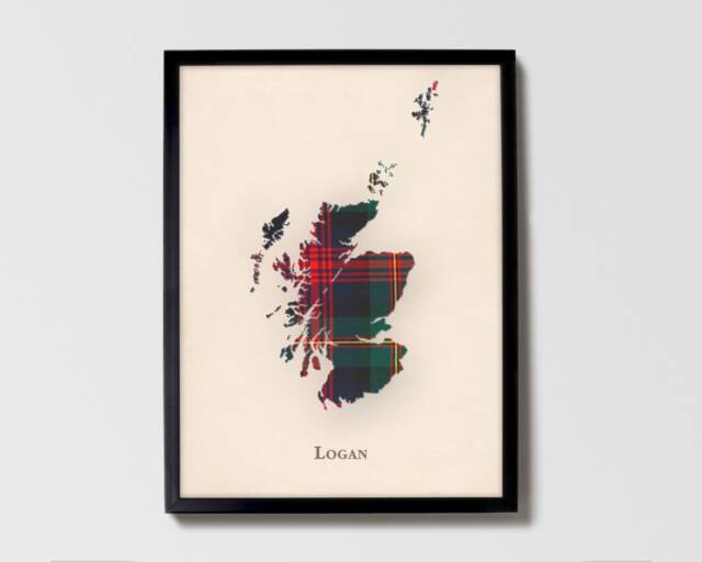 Clan Logan Scottish Tartan Map - Of Scotland Family Wall Decor, Ready ...