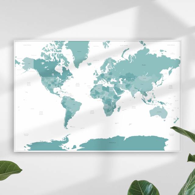 Teal A1 World Map Travel Poster by Etsy | ufurnish.com