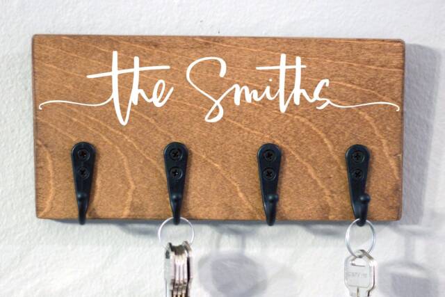 Personalized Key Holder Sign, Custom Family Name, Wall Decor by Etsy ...