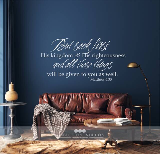 Wall Decal Bible Verse Matthew 633 - Vinyl Word Art Custom Home Decor ...
