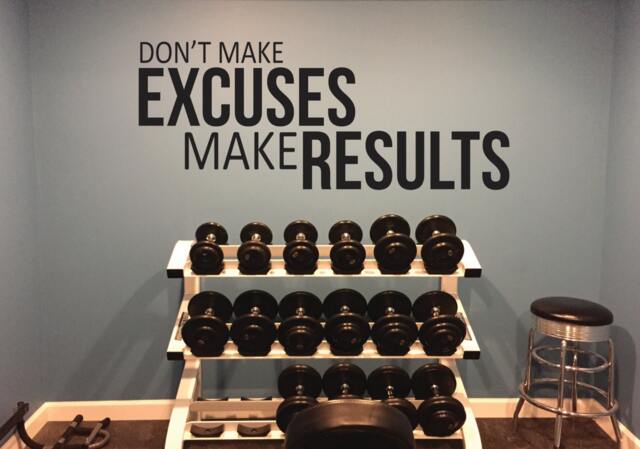Don't Make Excuses Results Gym Quote Wall Decal, Fitness Classroom ...