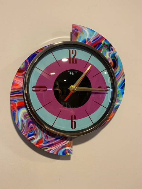 Psychedelic Spinning Meteor Formica Caravan Wall Clock From Royale ...