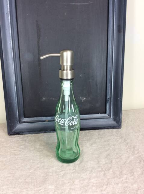 Vintage Coke Coca Cola Soda Bottle Soap Dispenser Pump Green Glass ...