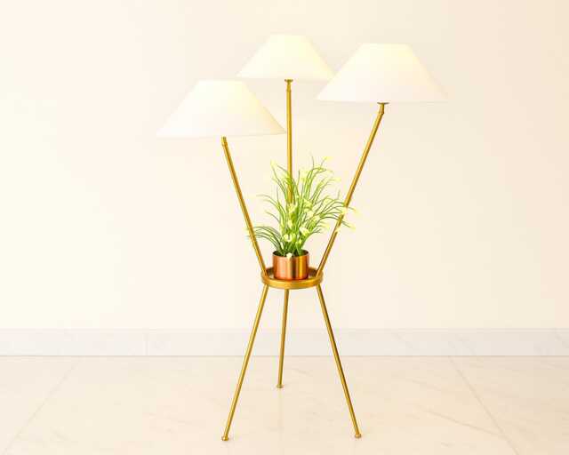 Golden Floor Lamp With Three Shades Living Room Lighting by Etsy ...