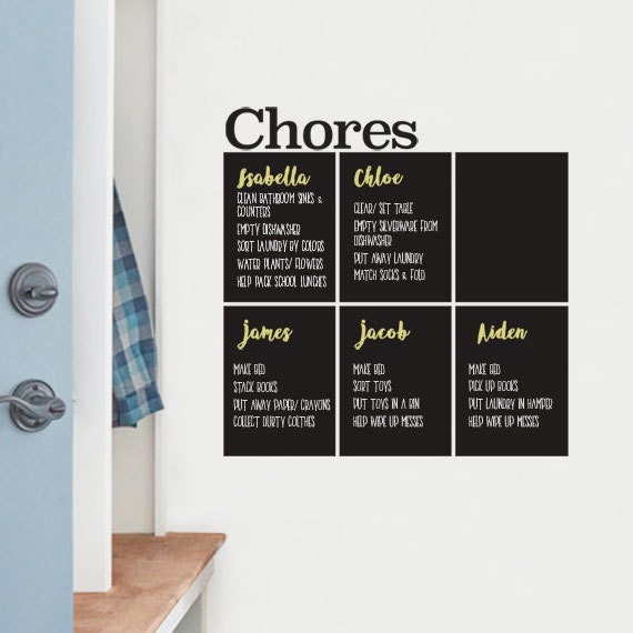 Chalkboard Chores Chart Wall Decal Family Organizer by Etsy | ufurnish.com
