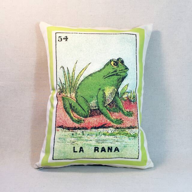 Free Shipping La Rana Frog Loteria Pillow Cover - Vintage Mexican ...