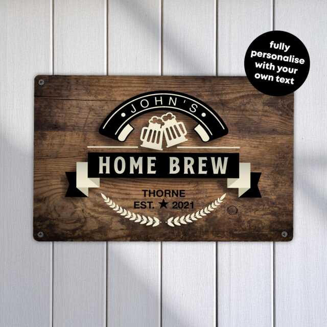 Personalised Home Brew Sign Custom Metal Bar Wall Art Garage Pub ...