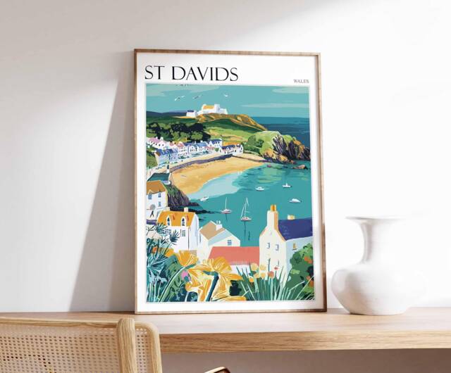 st Davids Wales Travel Poster Coastal UK Wall Art by Etsy | ufurnish.com