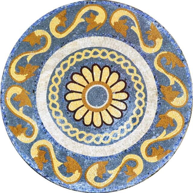 Round Roman Flower Mosaic - Caius by Etsy | ufurnish.com