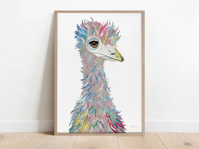 Emu Print, Animal Art, Colourful Artwork, Australian Native Animal ...