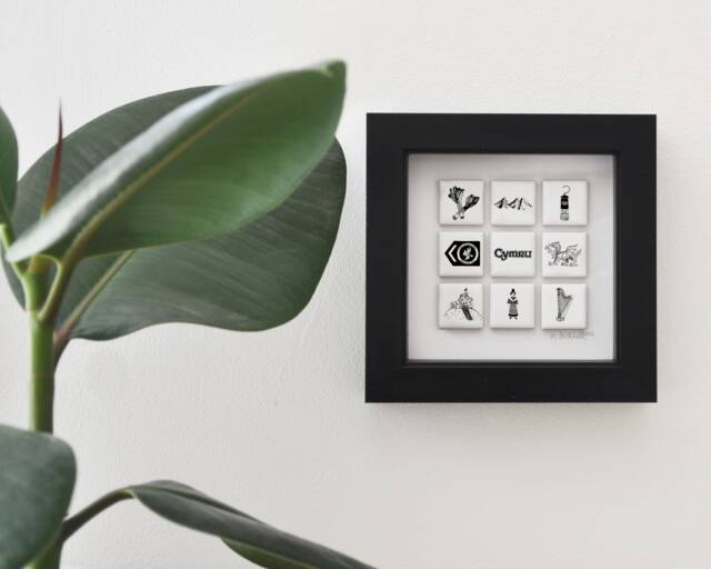 Wales Tile Wall Art Welsh Icon Drawings in Box Frame by Etsy | ufurnish.com