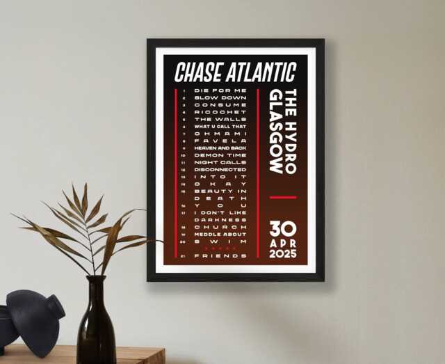 Chase Atlantic 2025 UK Tour Setlist Poster Print - Gigs Concert Arena ...