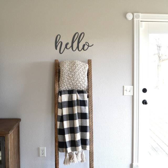 Hello Metal Sign Wall Art Words Front Porch Decor Signs -Housewarming ...