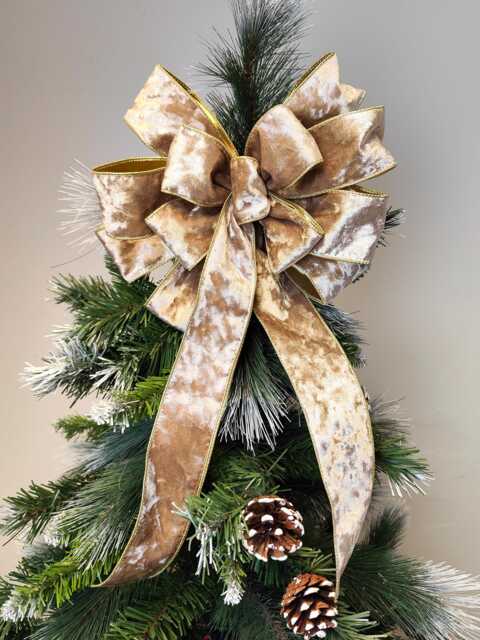 Beige Velvet Bow Wreath Christmas Tree Topper Lantern Bow Xmas ...