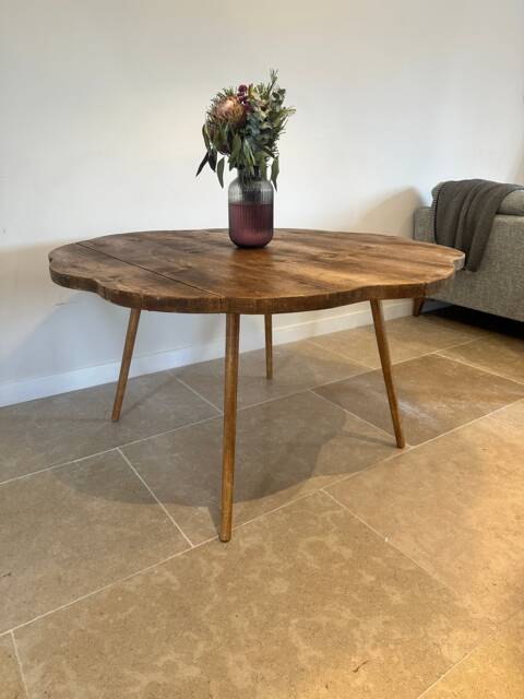 Foret Rustic Flower Live Edge Circle Solid Wood Chunky Scaffold Angled ...