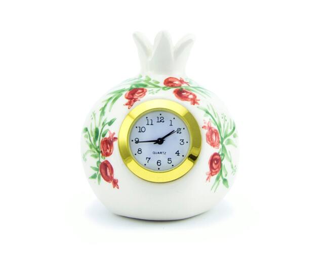 Pomegranate Desk Clock Small Ceramic Retro Table Clock, Red On White by ...