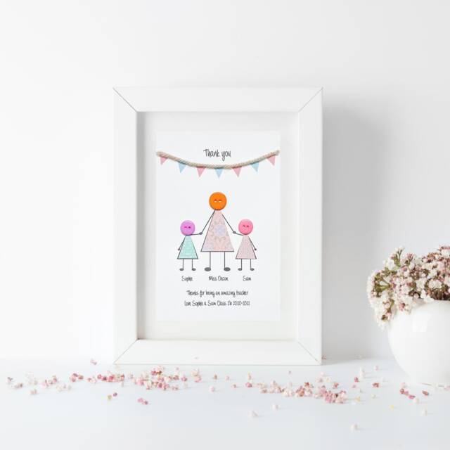 Personalized Teacher Appreciation Frame Button Family Thank You Gift by ...