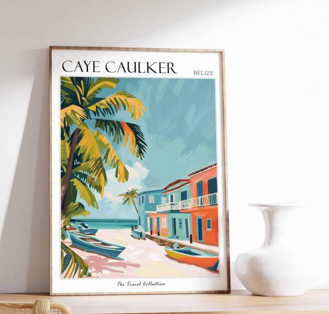 Caye Caulker Belize Travel Poster Caribbean Island Art Print by Etsy ...