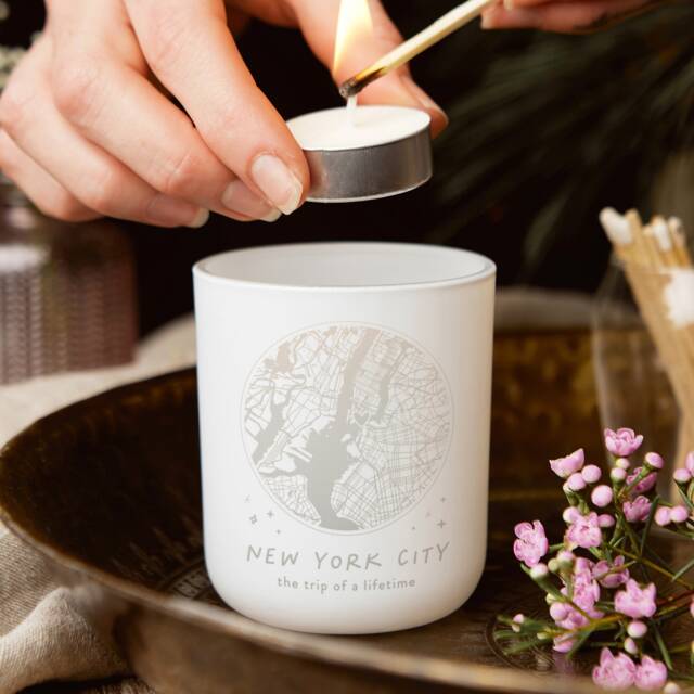 Personalised Map Tealight Holder With Soy Candles Custom Location Gift ...