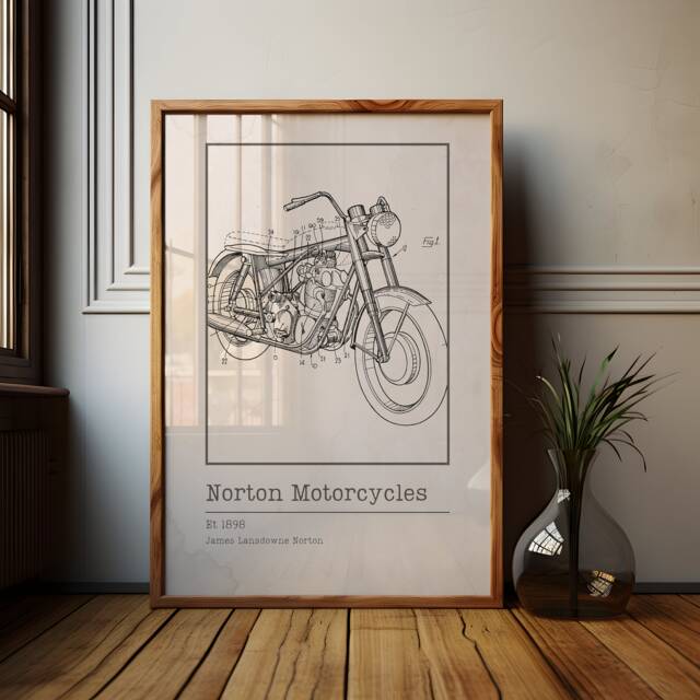 Norton Motorcycle Blueprint Art Vintage Bike Patent Print by Etsy ...