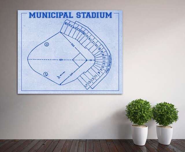 Kansas City Athletics Municipal Stadium Blueprint Vintage Baseball ...
