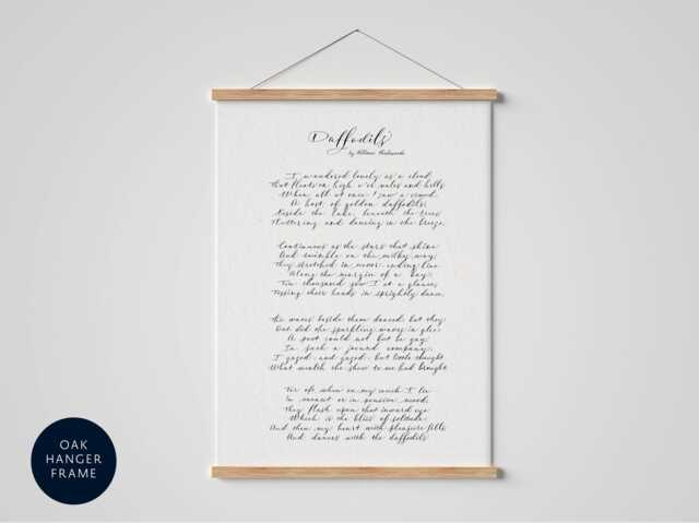 William Wordsworth Daffodils Poem Framed Print - Calligraphy Art by ...