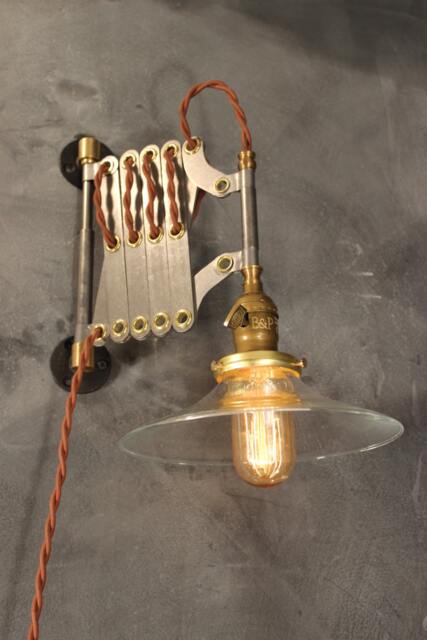 Vintage Industrial Scissor Sconce - Expandable Accordion Lamp Lighting ...