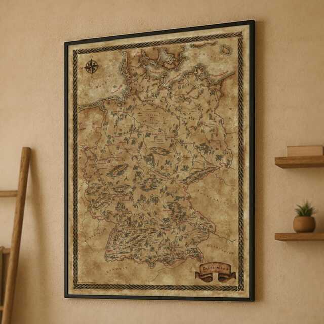 Fantasy Inspired Map Of Germany - Vintage Style Cartography Wall Art by ...