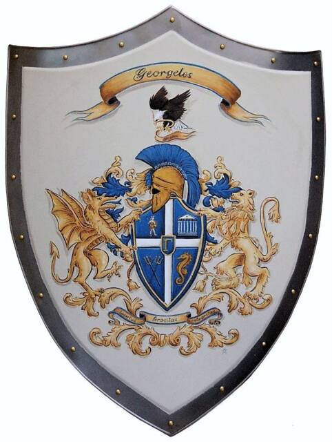 Hand Painted Coat Of Arms Knight Shield With Supporters by Etsy ...
