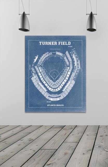 Vintage Turner Field Blueprint Atlanta Braves Stadium Art Print by Etsy ...