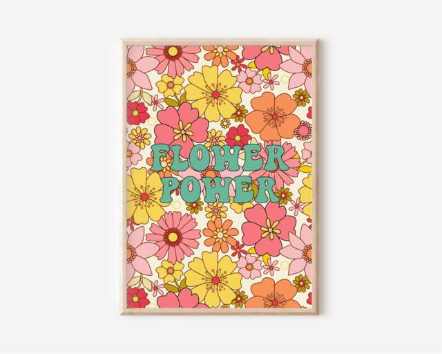 Retro Flower Power Print 1970S Floral Satin Poster by Etsy | ufurnish.com
