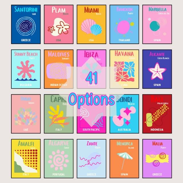 Colorful Travel Prints Famous Places, Preppy Room Decor by Etsy ...