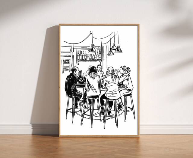 British Pub Doodle Print Trendy Bar Scene Illustration by Etsy ...
