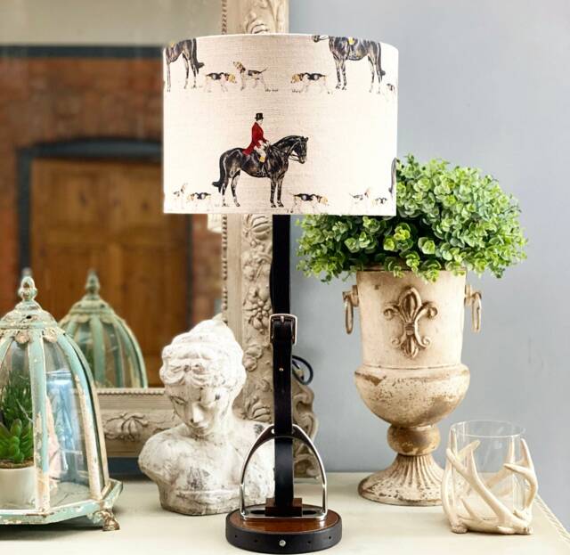 Handmade Leather Stirrup Lamp With Equestrian Lampshade by Etsy ...
