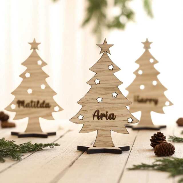 Personalised Wooden Christmas Tree Place Names - Custom Table ...