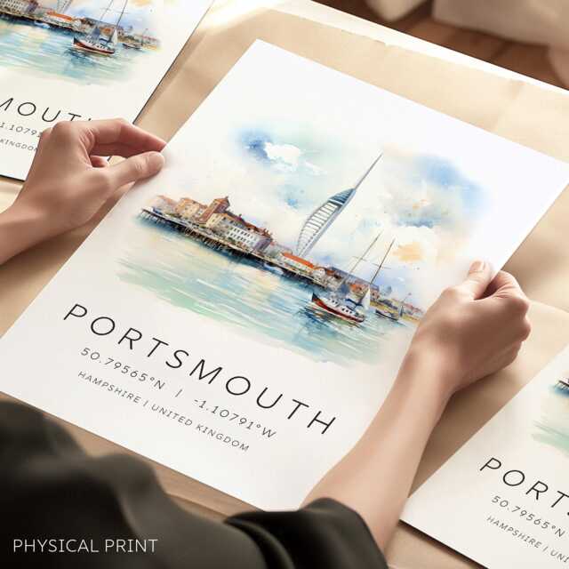 Portsmouth Travel Print, England Poster, Gift Prints, Spinnaker Tower ...