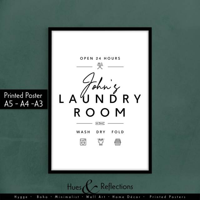 Personalised Laundry Room Prints - Decor, Customised Poster, Utility ...
