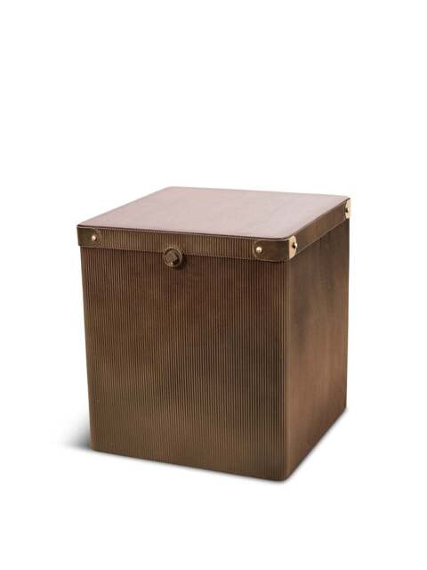 Libra Interiors Hunter Corrugated Antique Gold Storage Trunk in Gilded ...