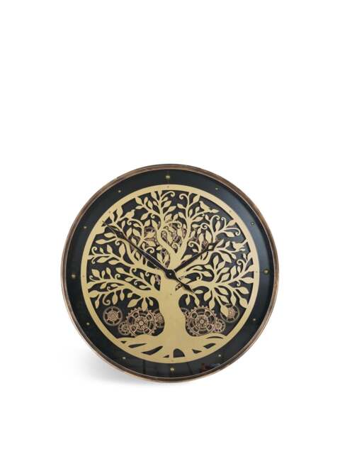 Libra Interiors Viking Tree Wall Clock Moving Dials 80Cm in Black ...