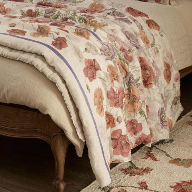 Fields of Poppies Linen Bedspread in Purple by French Bedroom ...