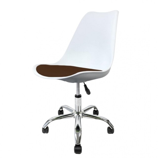 "Fusion Living Soho White and Chocolate Plastic Desk Chair with Swivel ...